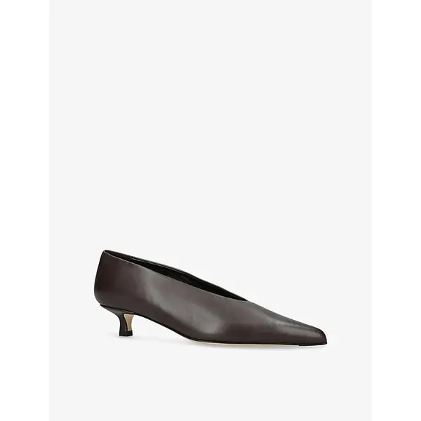 AeydĒ Clara Pointed-toe Heeled Leather Pumps - Dark Brown