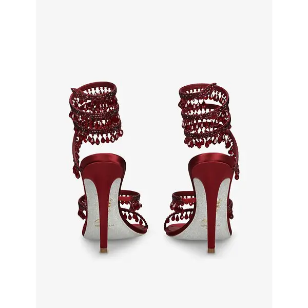 Rene Caovilla Chandelier 105 Crystal-embellished Heeled Courts - Wine