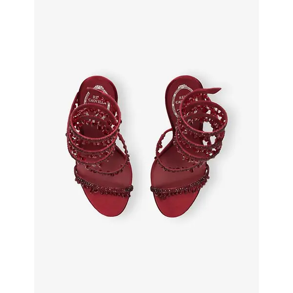 Rene Caovilla Chandelier 105 Crystal-embellished Heeled Courts - Wine