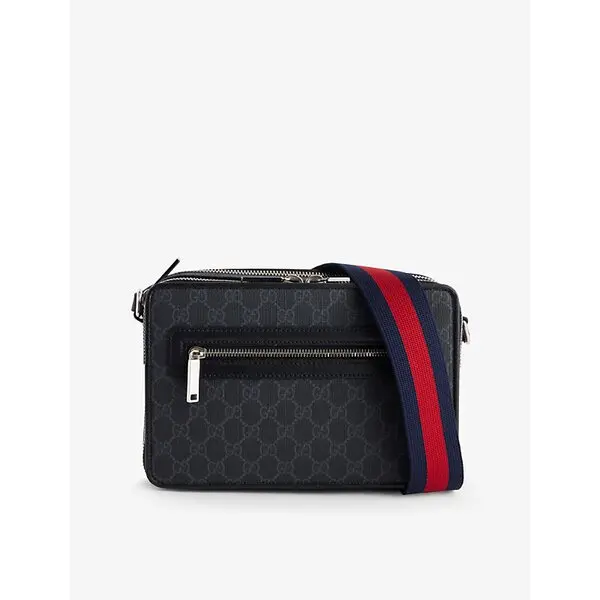 Gucci Gg-monogram Coated-canvas Cross-body Bag - Black/black/brb