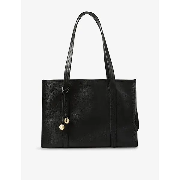 Sandro Leather Shopping Tote Bag - Noir / Gris