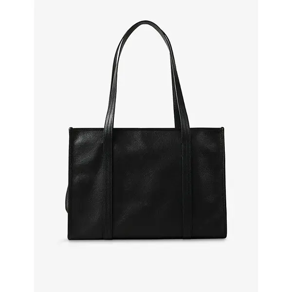 Sandro Leather Shopping Tote Bag - Noir / Gris