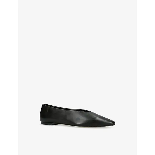 AeydĒ Square-toe Leather Ballet Flats - Black