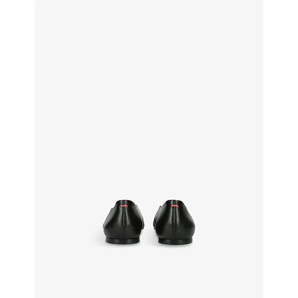 AeydĒ Square-toe Leather Ballet Flats - Black