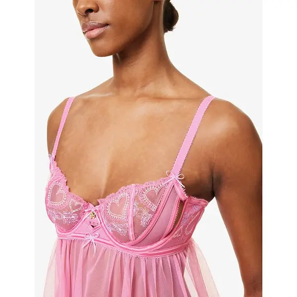 Lounge Underwear Mariana Lace Babydoll Dress And Thong Set Xs - Pink |  Editorialist