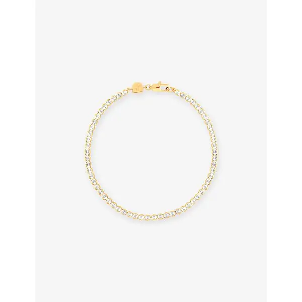 ASTRID & MIYU Tennis 18ct Yellow-plated Brass And Cubic Zirconia Bracelet - Gold