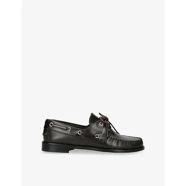 AeydĒ Harris Leather Moccasin Flats - Dark Brown