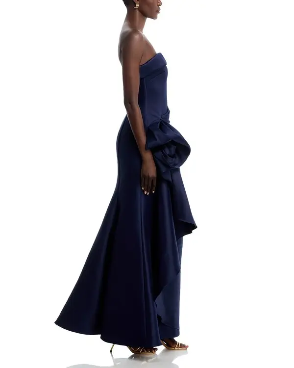 Aqua Draped Gown - Navy