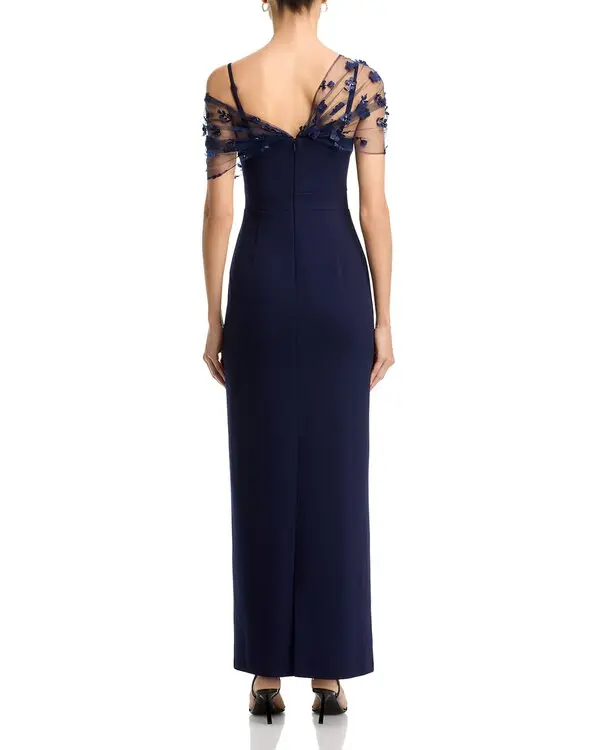 Eliza J Beaded Twist Overlay Gown