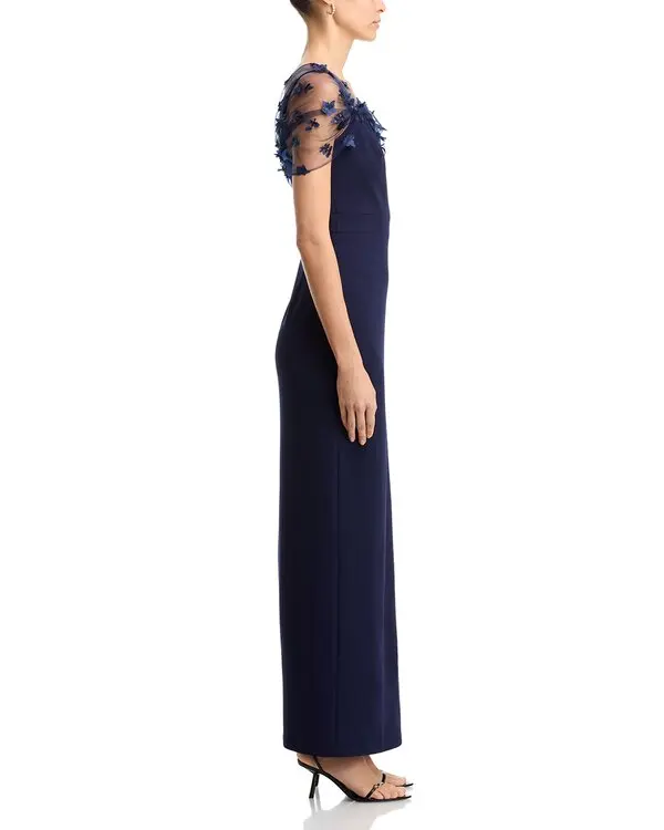 Eliza J Beaded Twist Overlay Gown