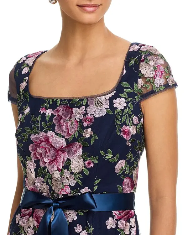 Adrianna Papell Cascading Floral Column Gown