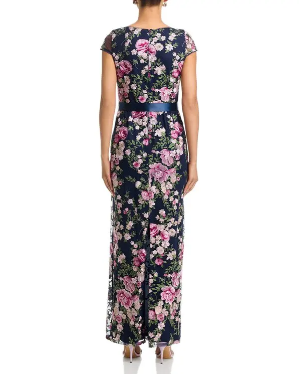 Adrianna Papell Cascading Floral Column Gown