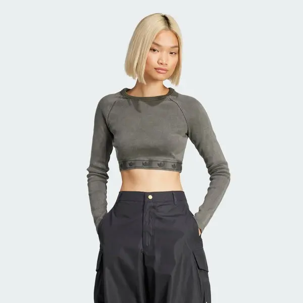 Adidas Ribbed Long Sleeve Crop Top