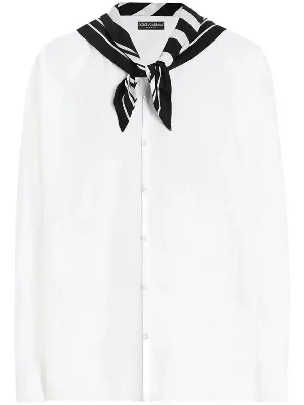 Dolce & Gabbana Scarf-detail Shirt - White