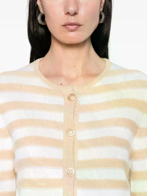 ALLUDE Striped Cardigan - Neutrals