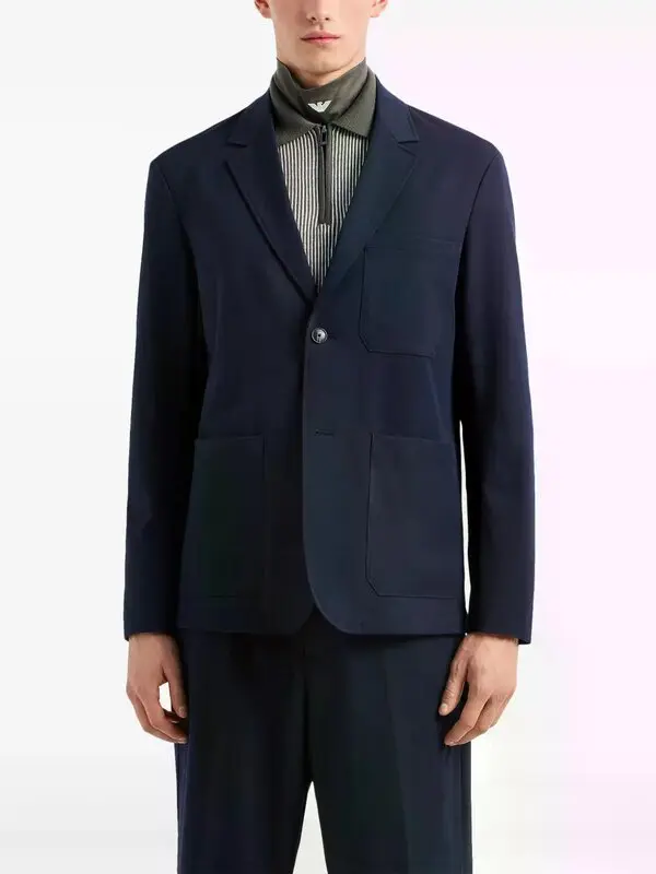 Emporio Armani Technical Seersucker Jacket In Blue 30% Off