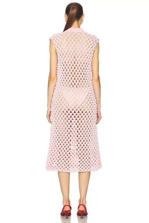 jil sander crochet dress Jil Sander Navy Crochet Knit Stripe Maxi Dress  House Of Huntington