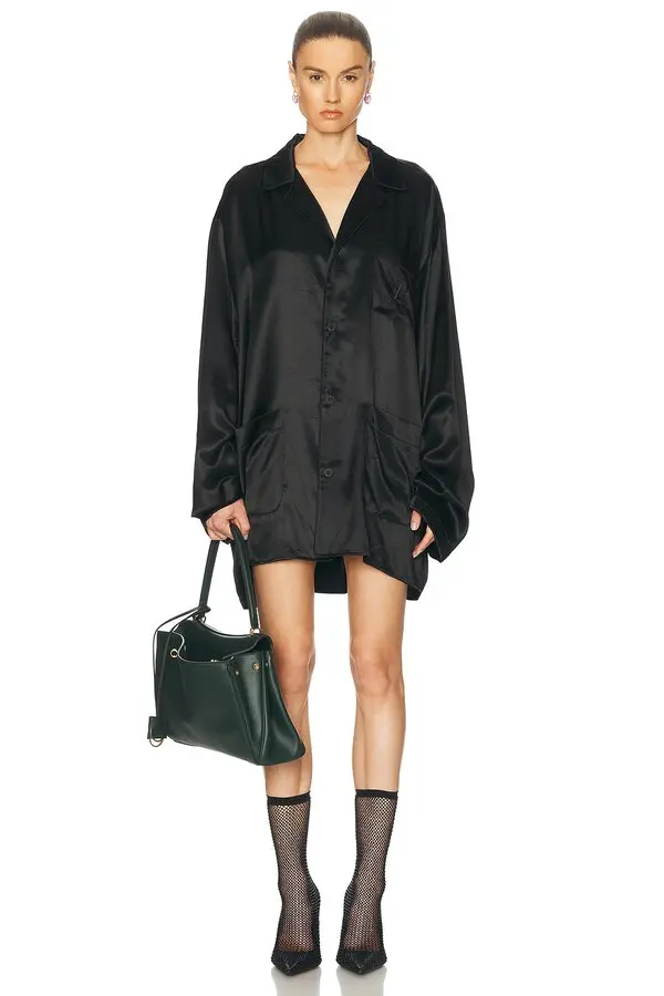 Balenciaga Satin Pyjama Shirt - Black