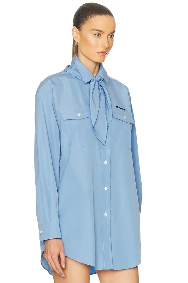 Miu Miu Poplin Button-up Top With Optional Scarf