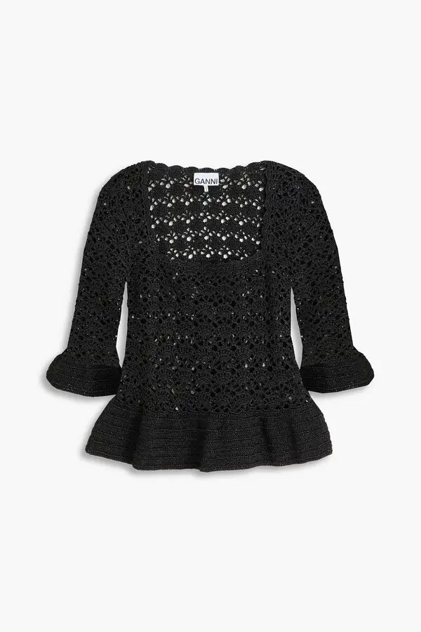 GANNI Crocheted Metallic Top