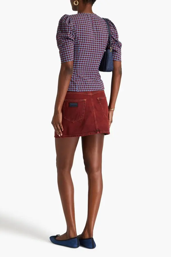 GANNI Gingham Seersucker Top