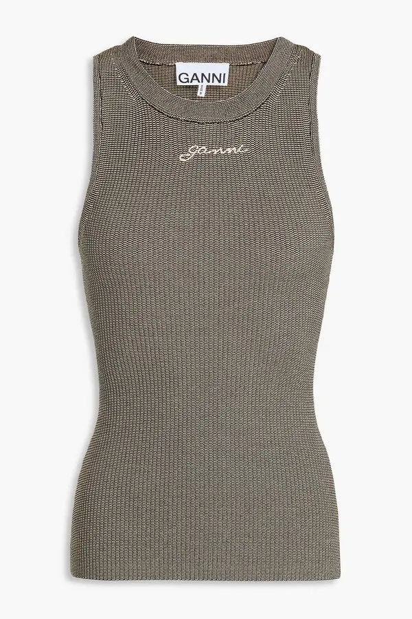 GANNI Ribbed-knit Tank