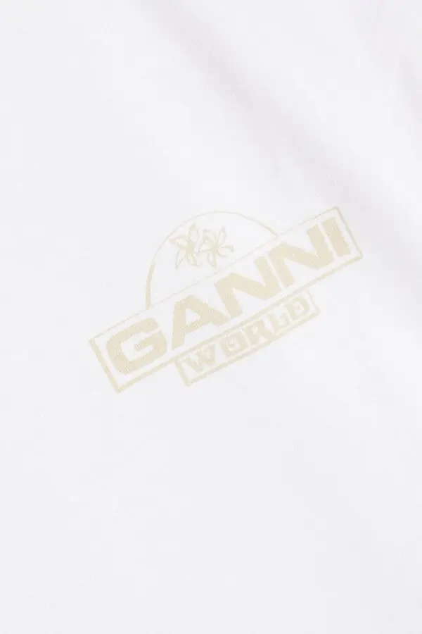 GANNI Printed Cotton-jersey Top