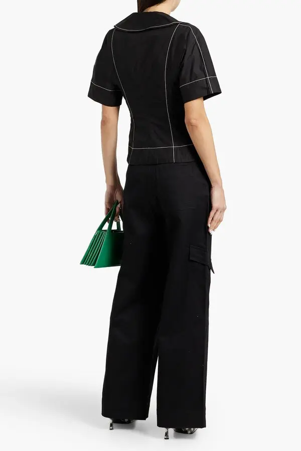 GANNI Cotton Poplin Wrap Top