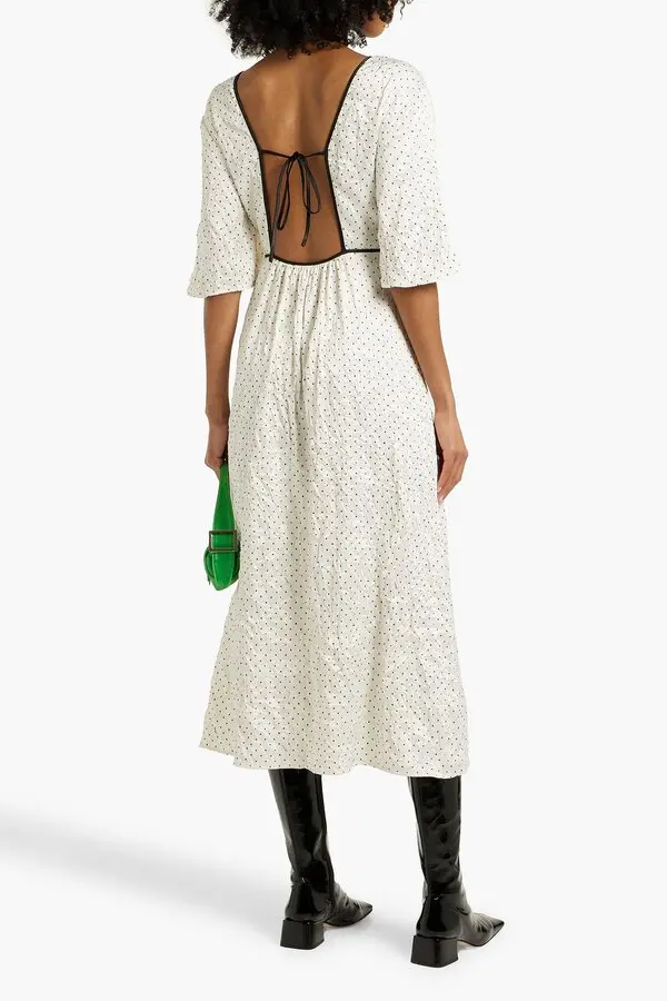 ganni crinkled satin midi dress GANNI Crinkled satin midi dress