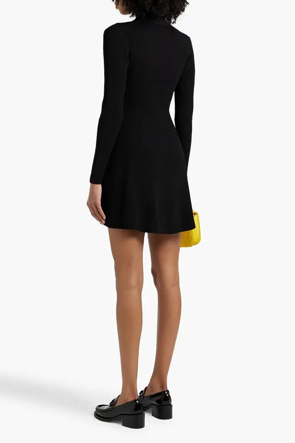 Ribbed-knit Mini Shirt Dress
