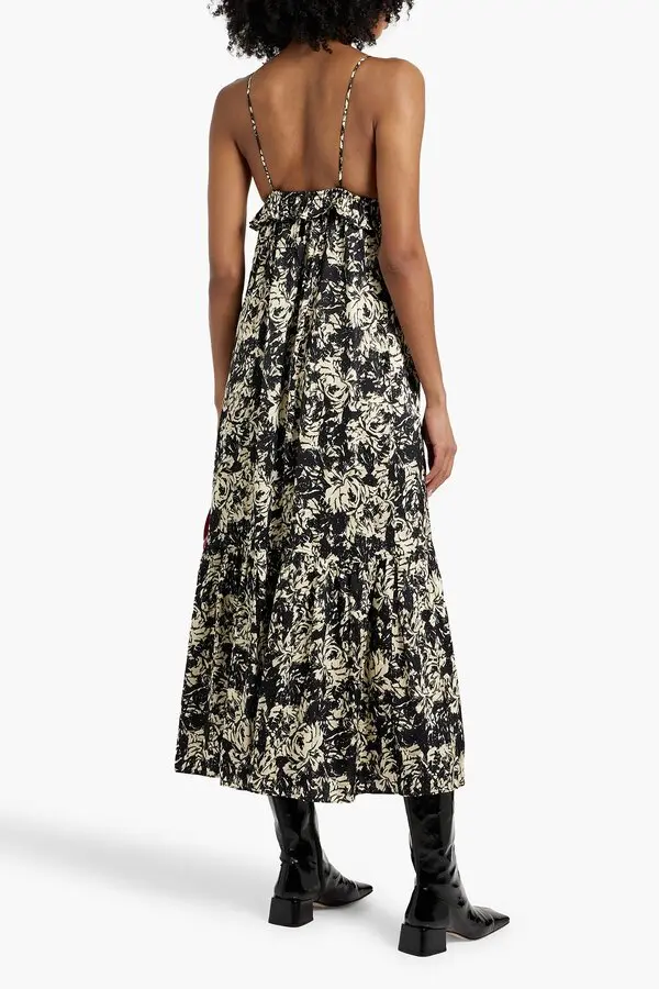 chinese dress ladies GANNI Goldstone Floral Printed Crepe Dress