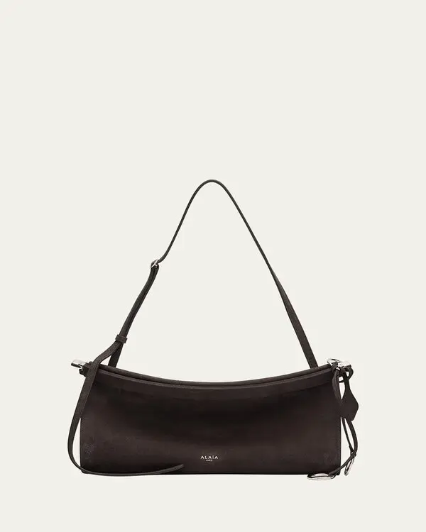 Alaïa Le Click Medium Suede Shoulder Bag - Anthracite