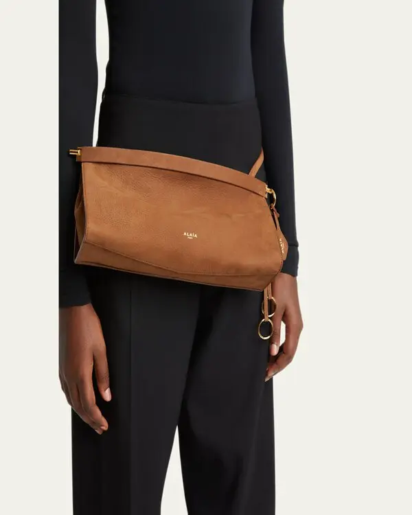 Alaïa Le Click Medium Suede Shoulder Bag - Anthracite