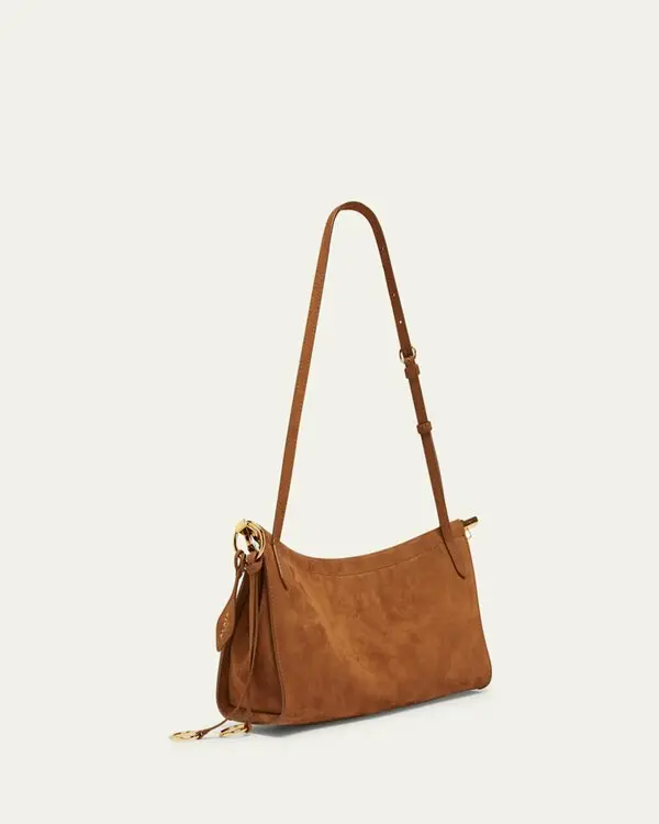 Alaïa Le Click Medium Suede Shoulder Bag - Anthracite