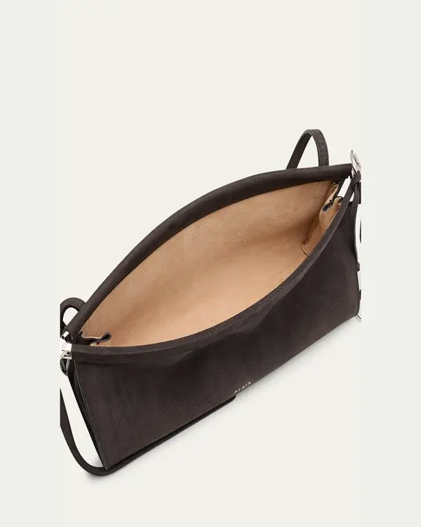 Alaïa Le Click Medium Suede Shoulder Bag - Anthracite