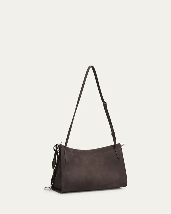 Alaïa Le Click Medium Suede Shoulder Bag - Anthracite