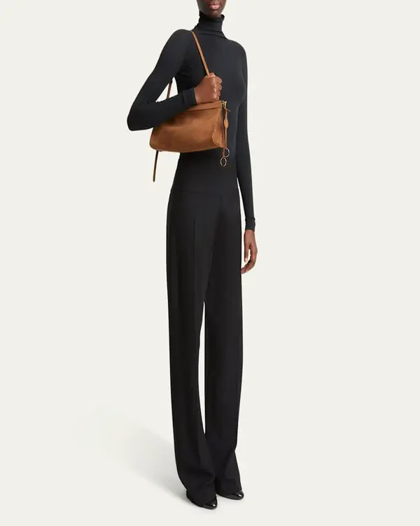 Alaïa Le Click Medium Suede Shoulder Bag - Anthracite
