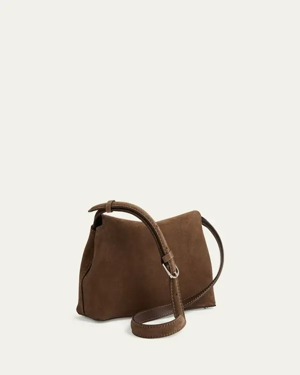 TOTEME T-lock Suede Clutch Bag - Tobacco
