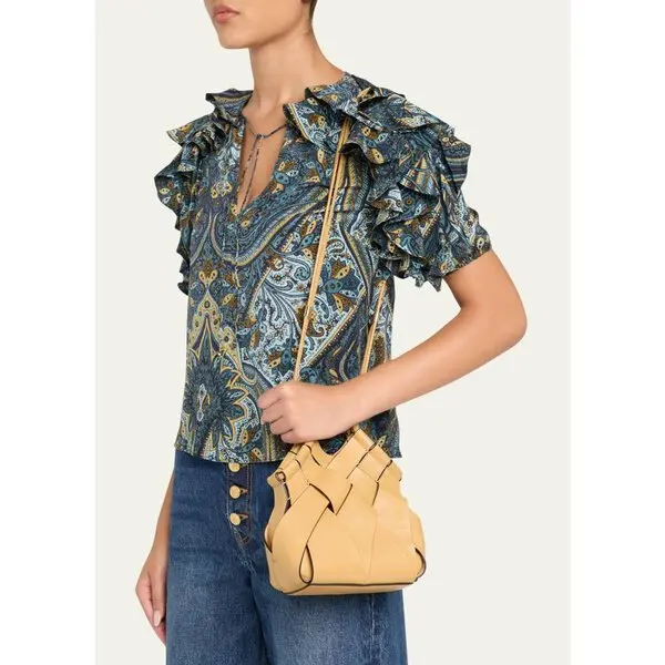Ulla Johnson Charlotte Woven Leather Crossbody Bag - Bisque