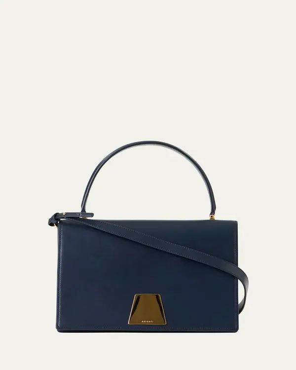Akris Alice Flap Leather Crossbody Bag - Denim