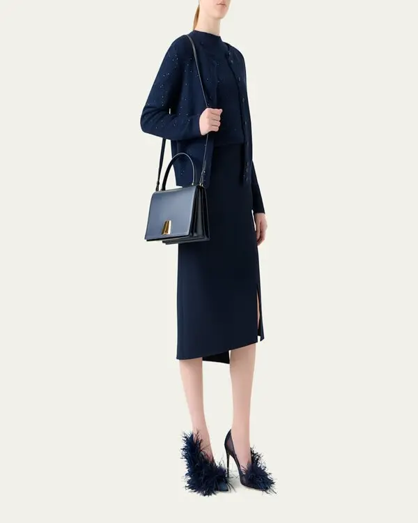 Akris Alice Flap Leather Crossbody Bag - Denim