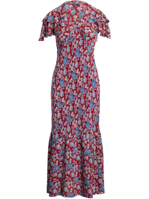 Polo Ralph Lauren Floral-print Silk Midi Dress
