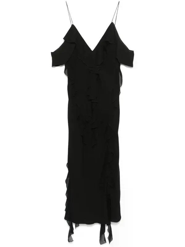 Dorothee Schumacher Ruffled Georgette Midi Dress - Black