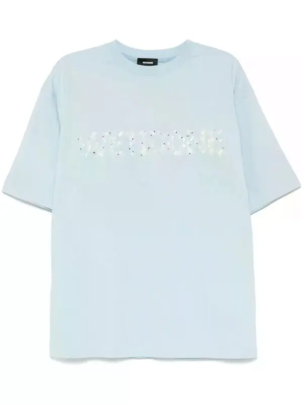 We11Done Sparkle-logo T-shirt - Blue