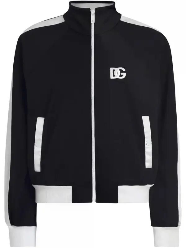 Dolce & Gabbana Logo-embroidered Zip-up Sweatshirt - Black
