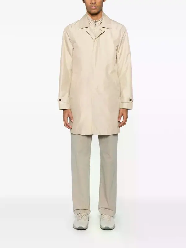 FAY Layered Long Coat - Brown