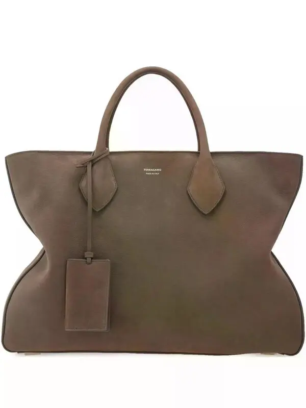 FERRAGAMO Large Leather Tote - Brown