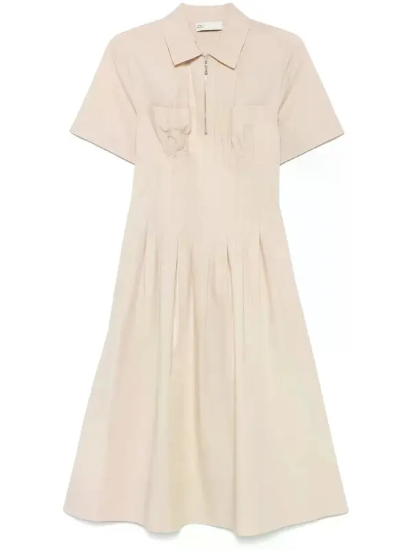Tory Burch Poplin Pleat-waist Dress - Neutrals