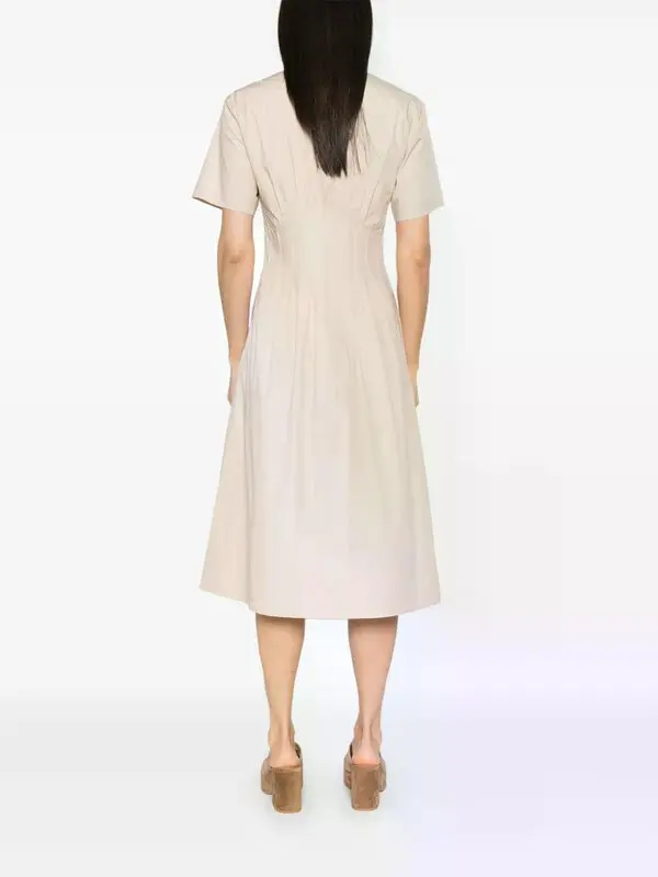 Tory Burch Poplin Pleat-waist Dress - Neutrals