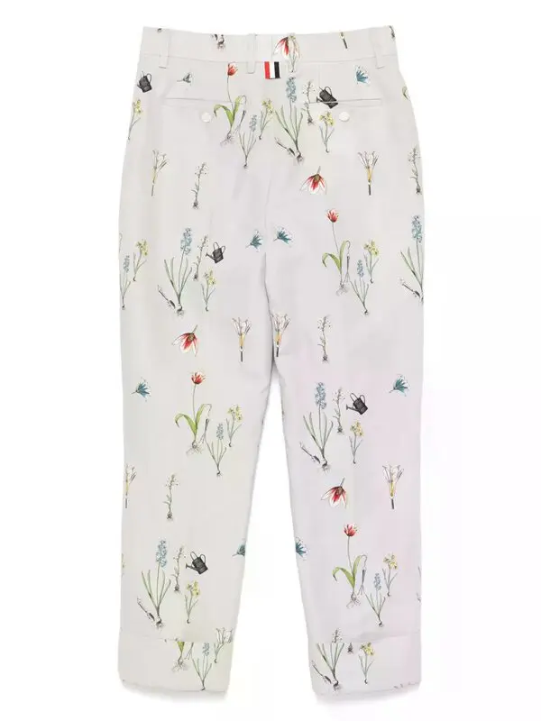 Thom Browne Botanical-flower Printed Trousers